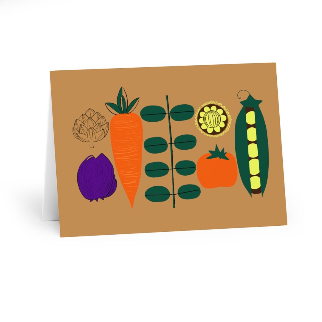 Vintage Retro Vegetables Greeting Cards, Blank Thank You Cards, Vintage ...