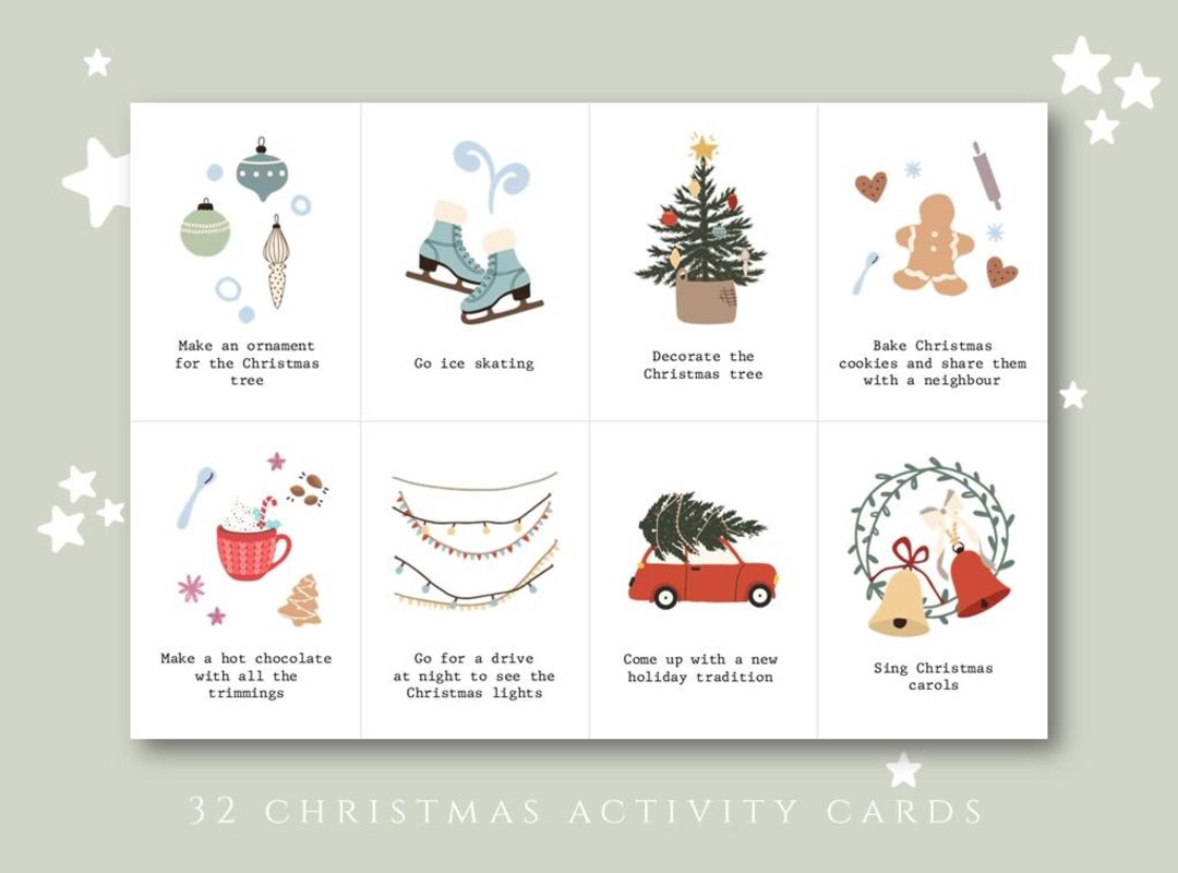 DIGITAL DOWNLOAD | Printable Christmas Activity Cards | Family Kids ...