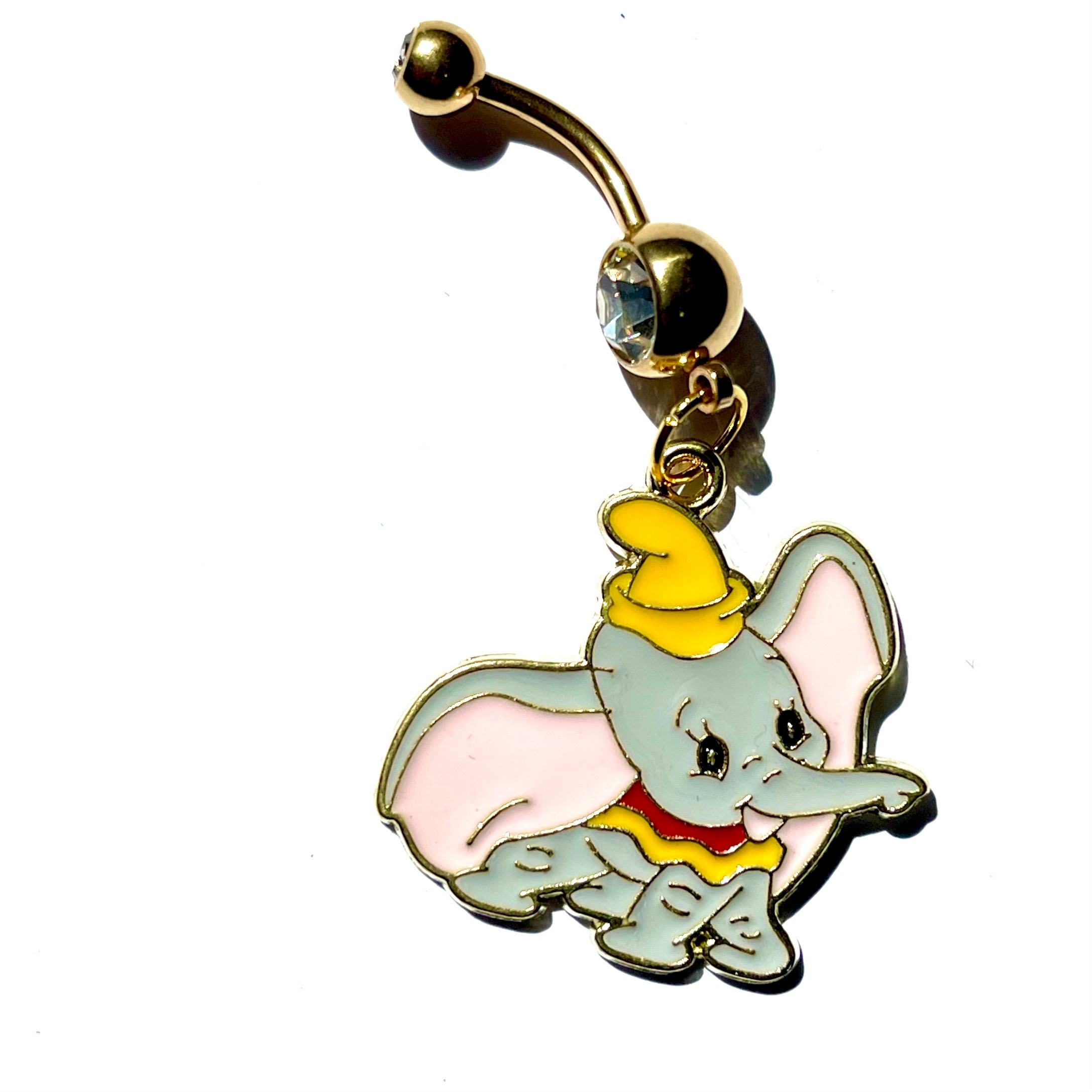 Dumbo The Elephant Enamel Dangle Belly Navel Bar Ring Etsy