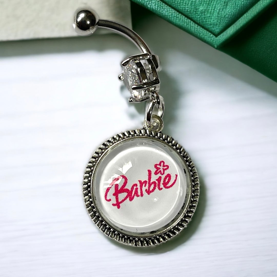 Barbie Cabochon Glass Dangle Belly Navel Bar Ring . - Etsy