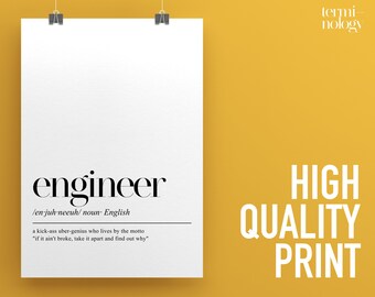 Engineer Definition Poster - Etsy