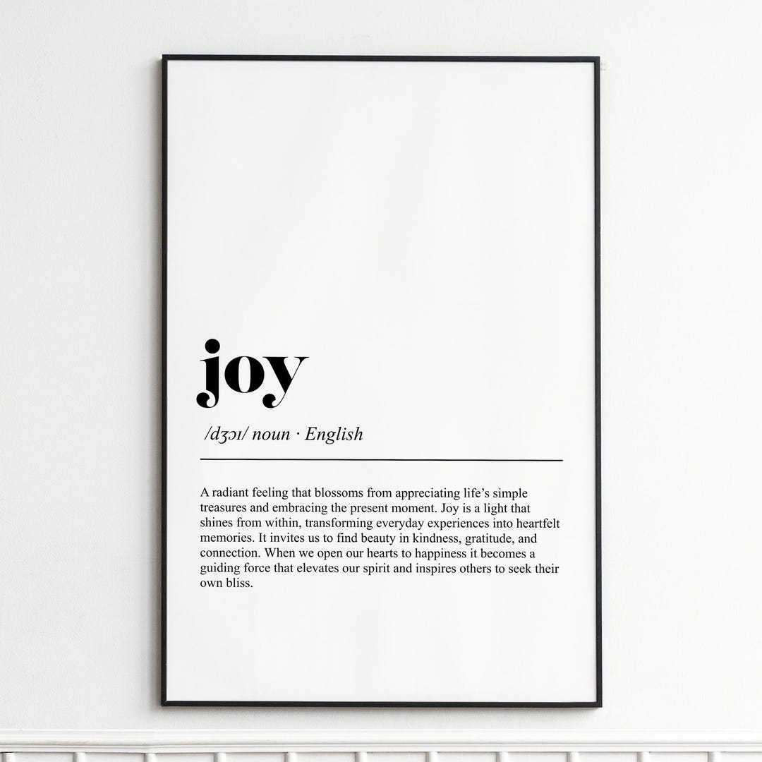 Find Joy Definition Print , Inspirational Typography Wall Art , Modern ...