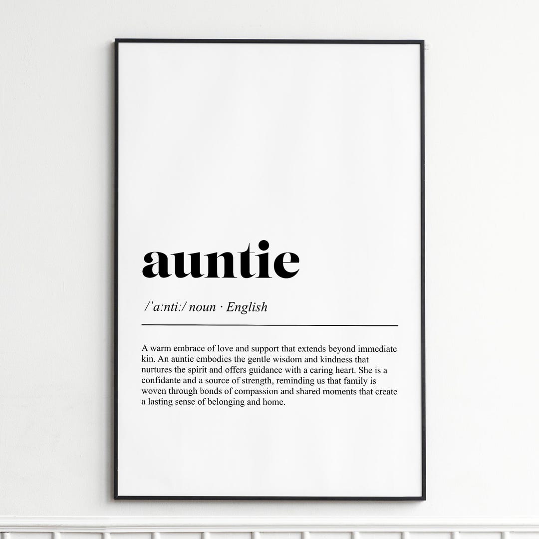 Auntie Definition Print , Elegant Typography Wall Art , Modern ...