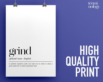 Grind Definition Poster - Etsy