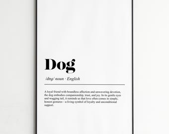 Dog Funny Definition Print Dog Owner Gift Dog Lover Gift Pets Wall Art ...
