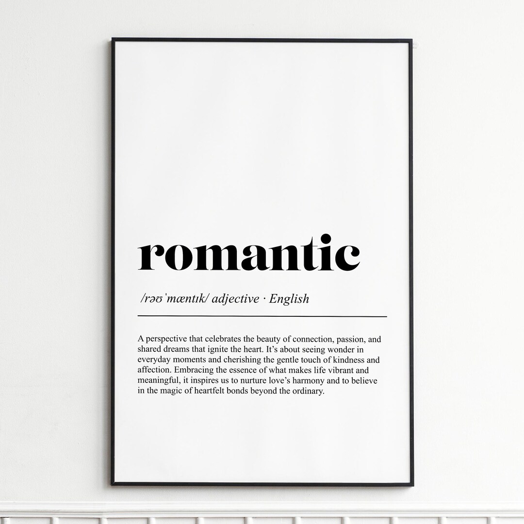 Romantic Definition Print , Elegant Typography Wall Art , Classic ...