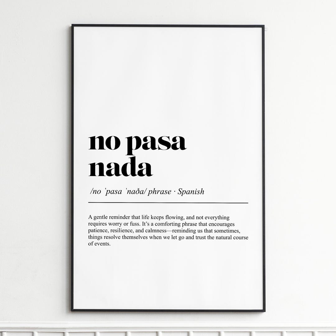 No Pasa Nada Definition Print , Modern Typography Wall Art , Minimalist ...