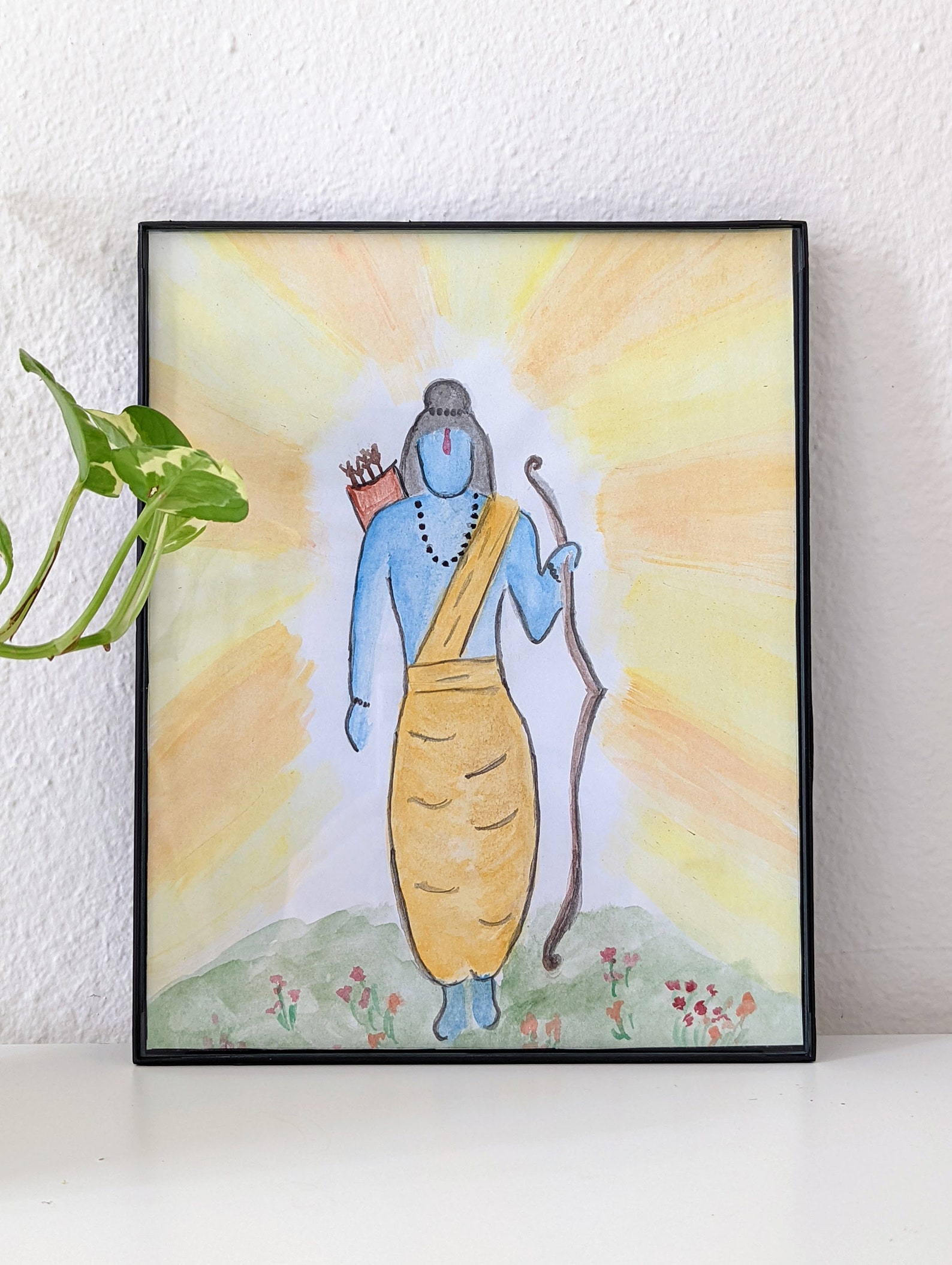 Lord Rama, Abstract Painting, Hand Painted, Indian, Watercolor, Home ...