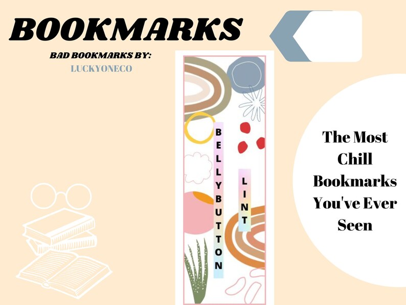 CUTE BOOKMARK. Belly Button Lint Bad Bookmark Digital | Etsy