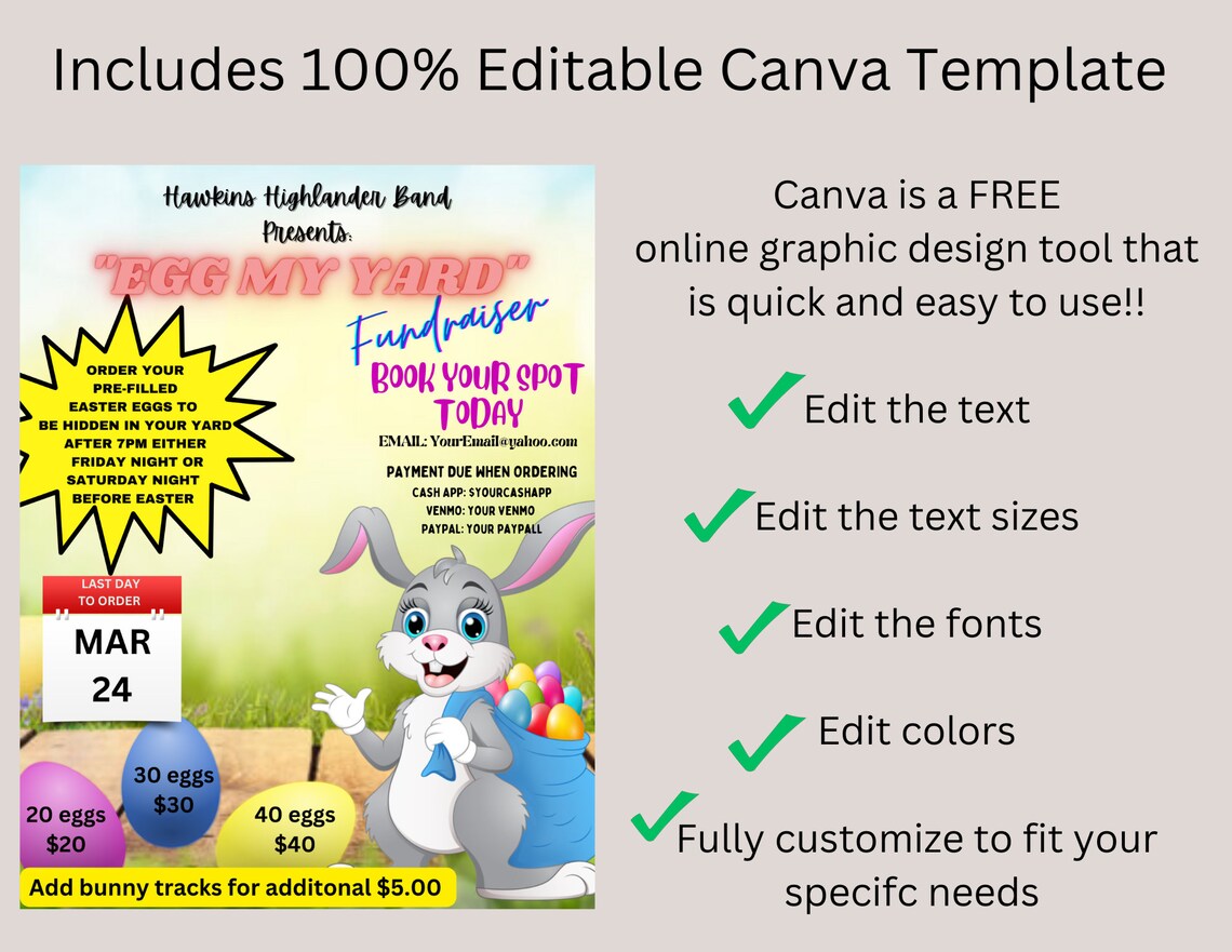 Editable Egg My Yard Fundraiser Template With Order Form. Easy to Use ...