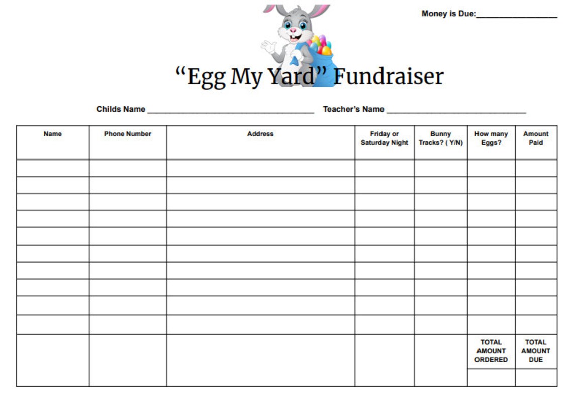 Editable Egg My Yard Fundraiser Template With Order Form. Easy to Use ...
