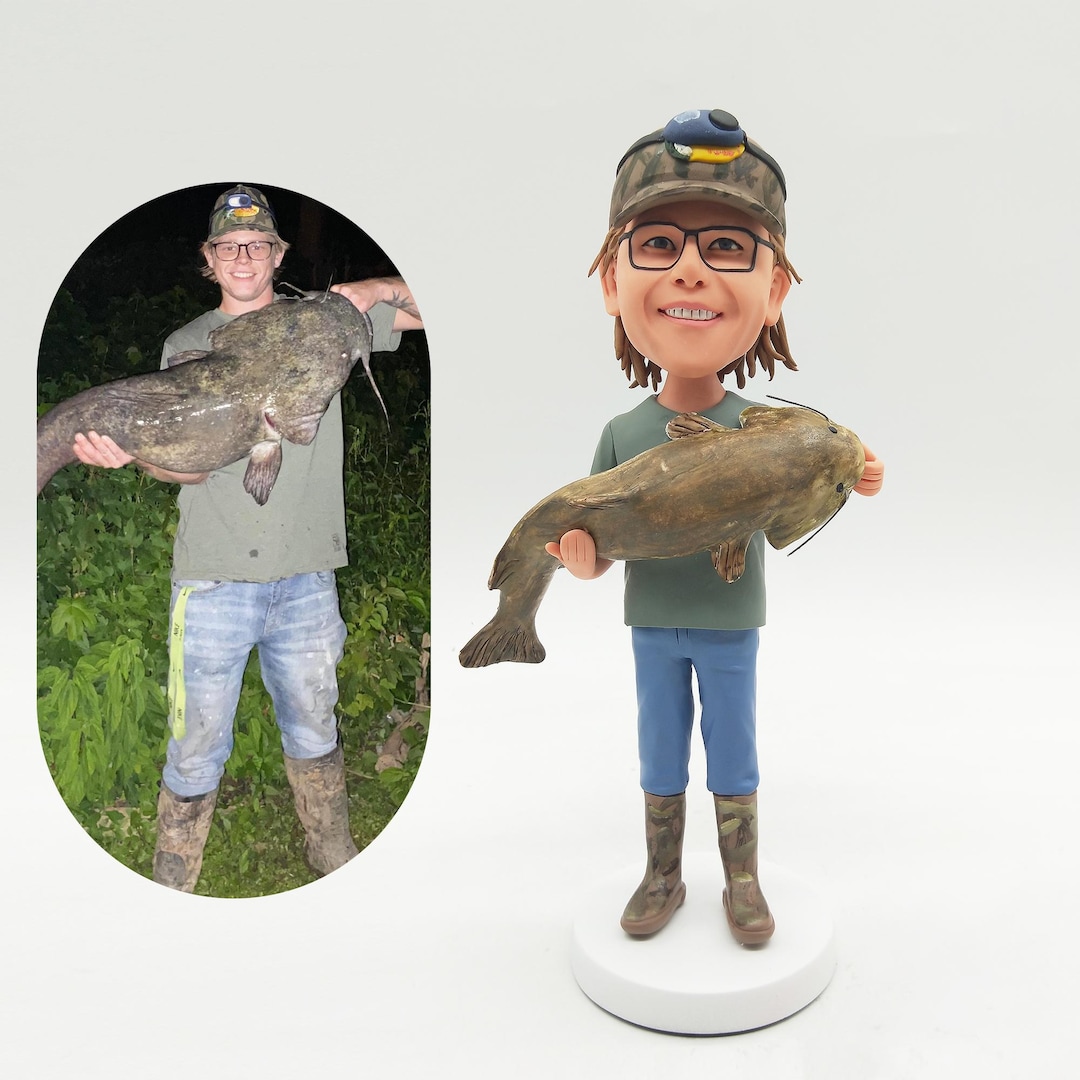 Custom Fishing Bobblehead: Personalized Fisherman 3D Statue - Etsy