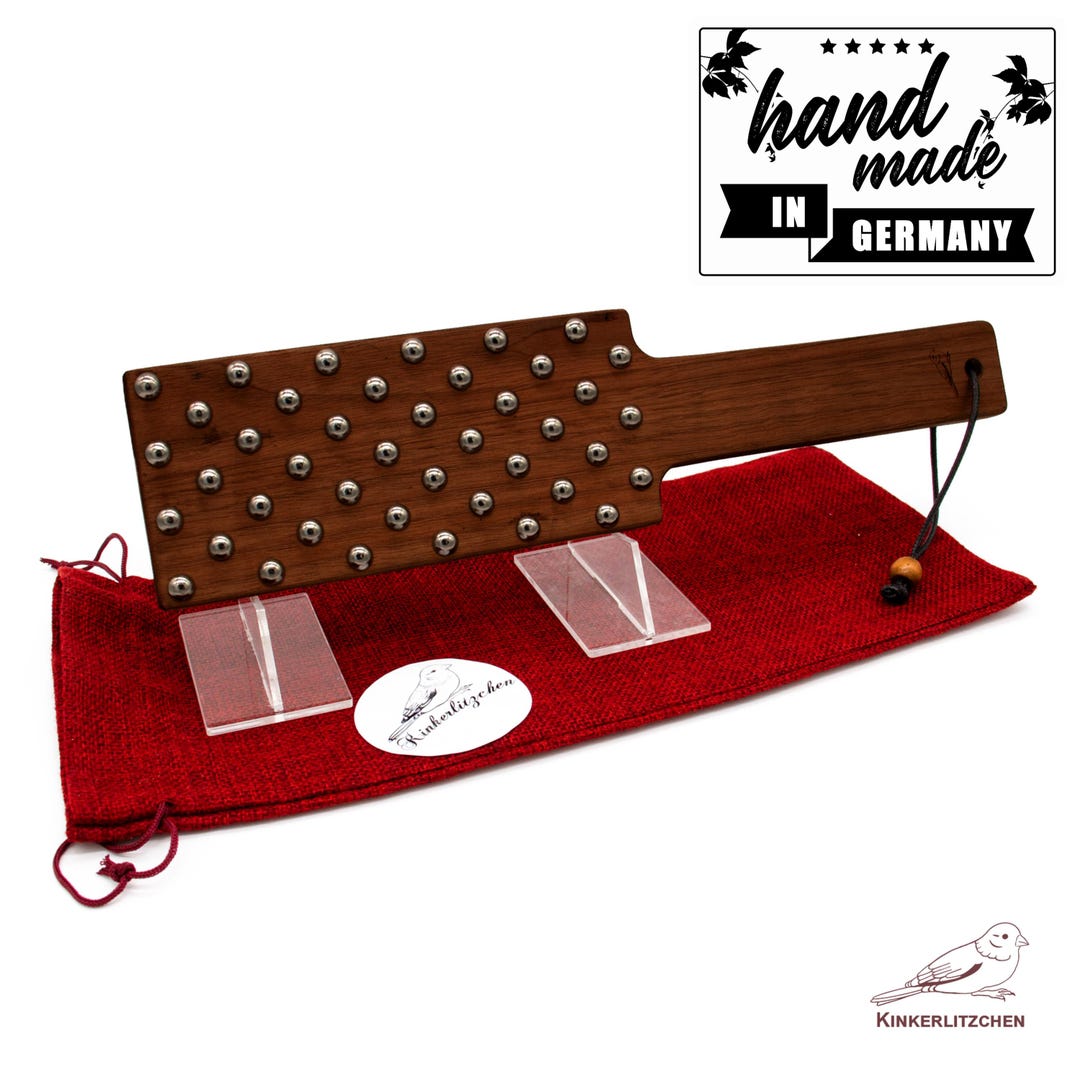 Heavy Bruising Studded Spanking Paddle Wooden Walnut Butt Bruiser BDSM ...