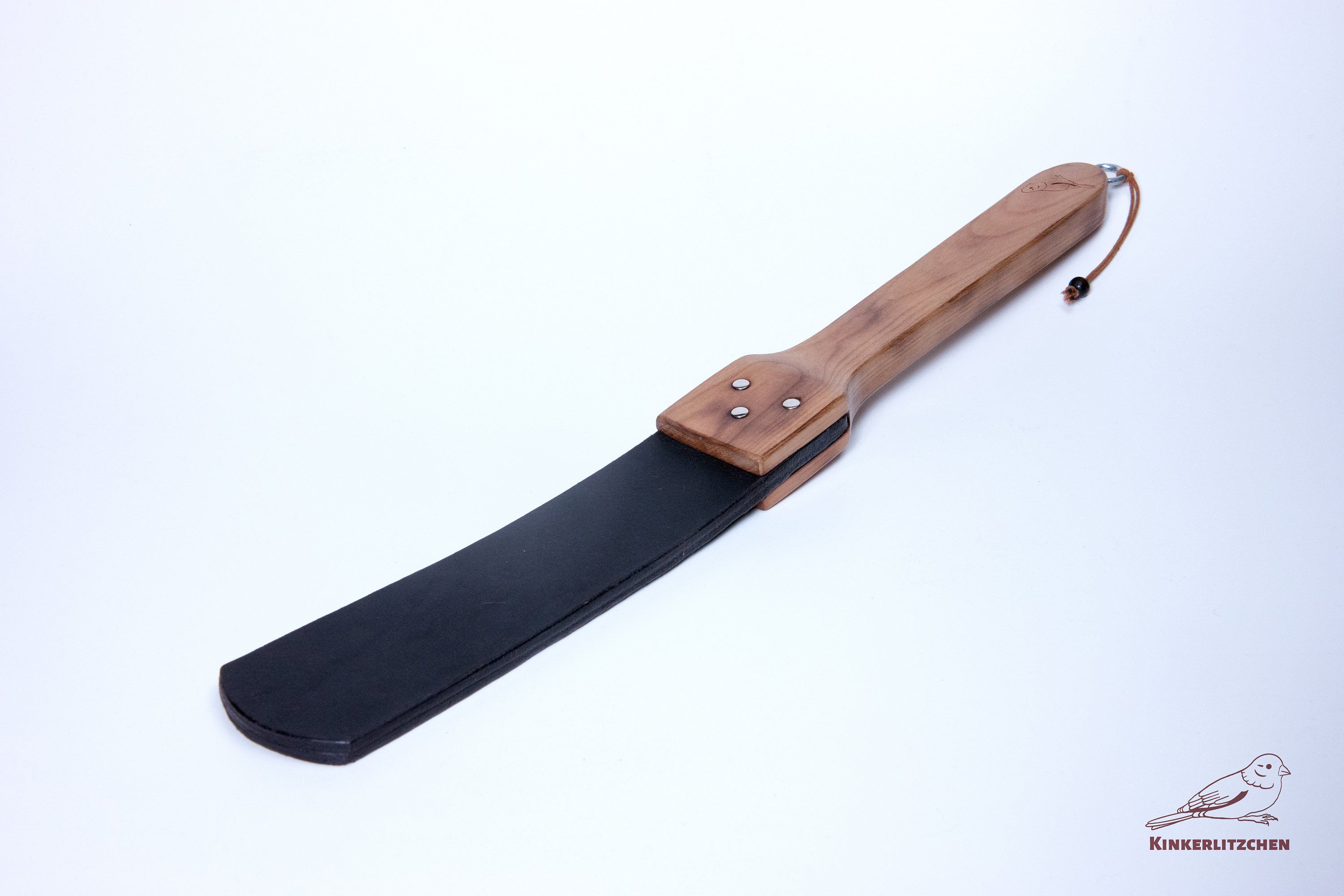 Leather Spanking Prison Strap Cherry Wood BDSM Impact Play Beaver Tail ...