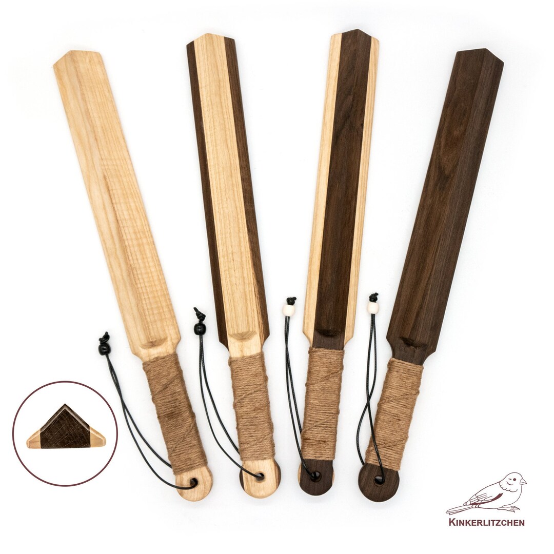 Triangular BDSM Paddle Butt Bruiser: Smoked Oak & Ash Wood Beat Stick ...