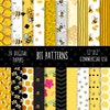 Bumble Bee Digital Paper, Honey Scrapbook Papers, Hive Wallpaper ...