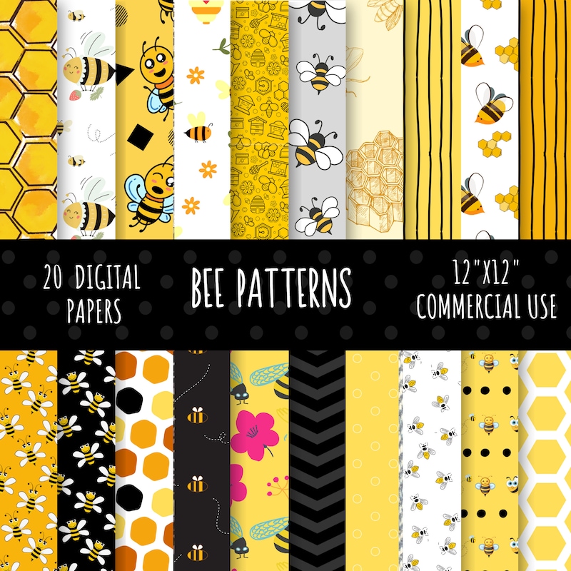 Bee Digital Paper - Etsy