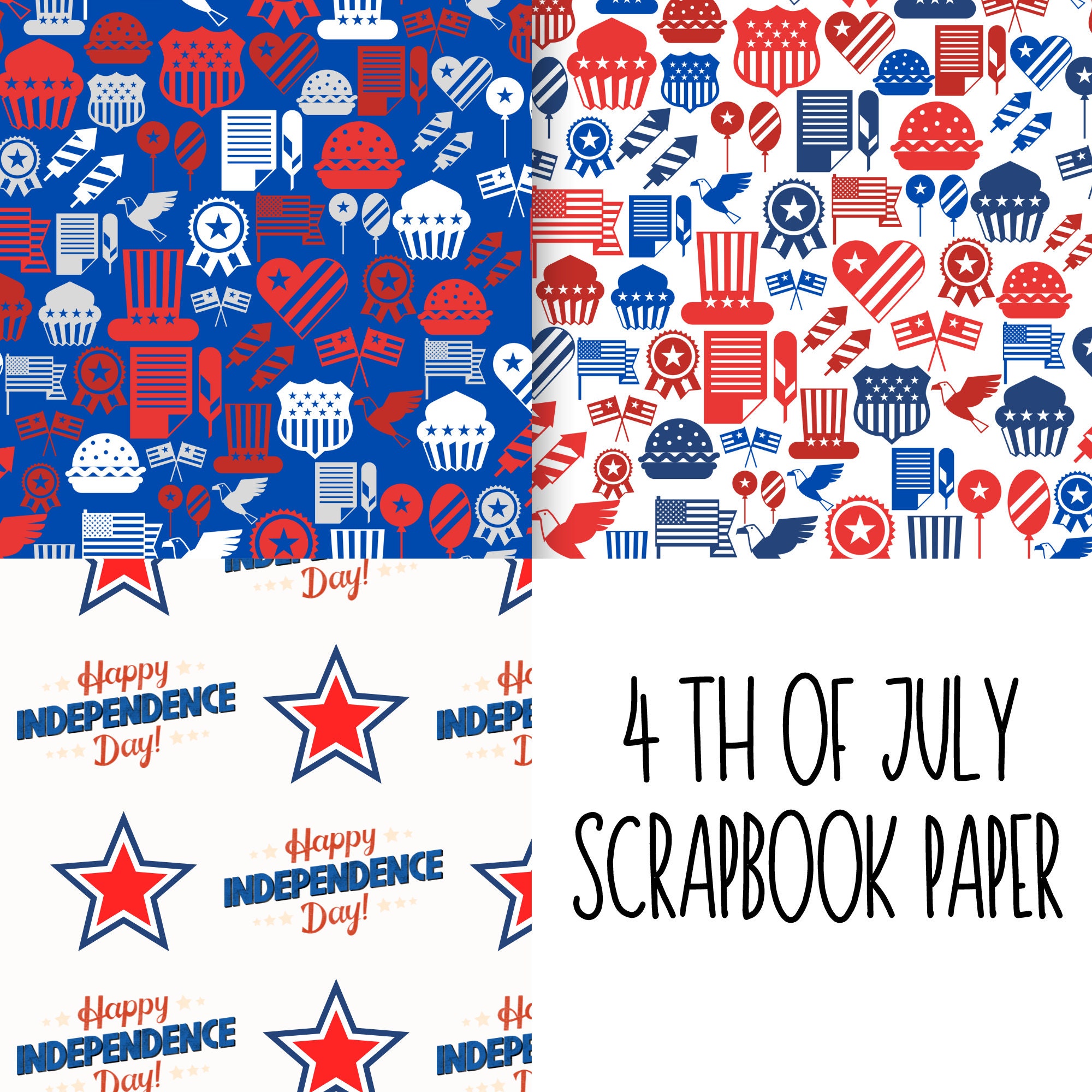 Patriotic Digital Paper USA Digital Paper America Scrapbook - Etsy