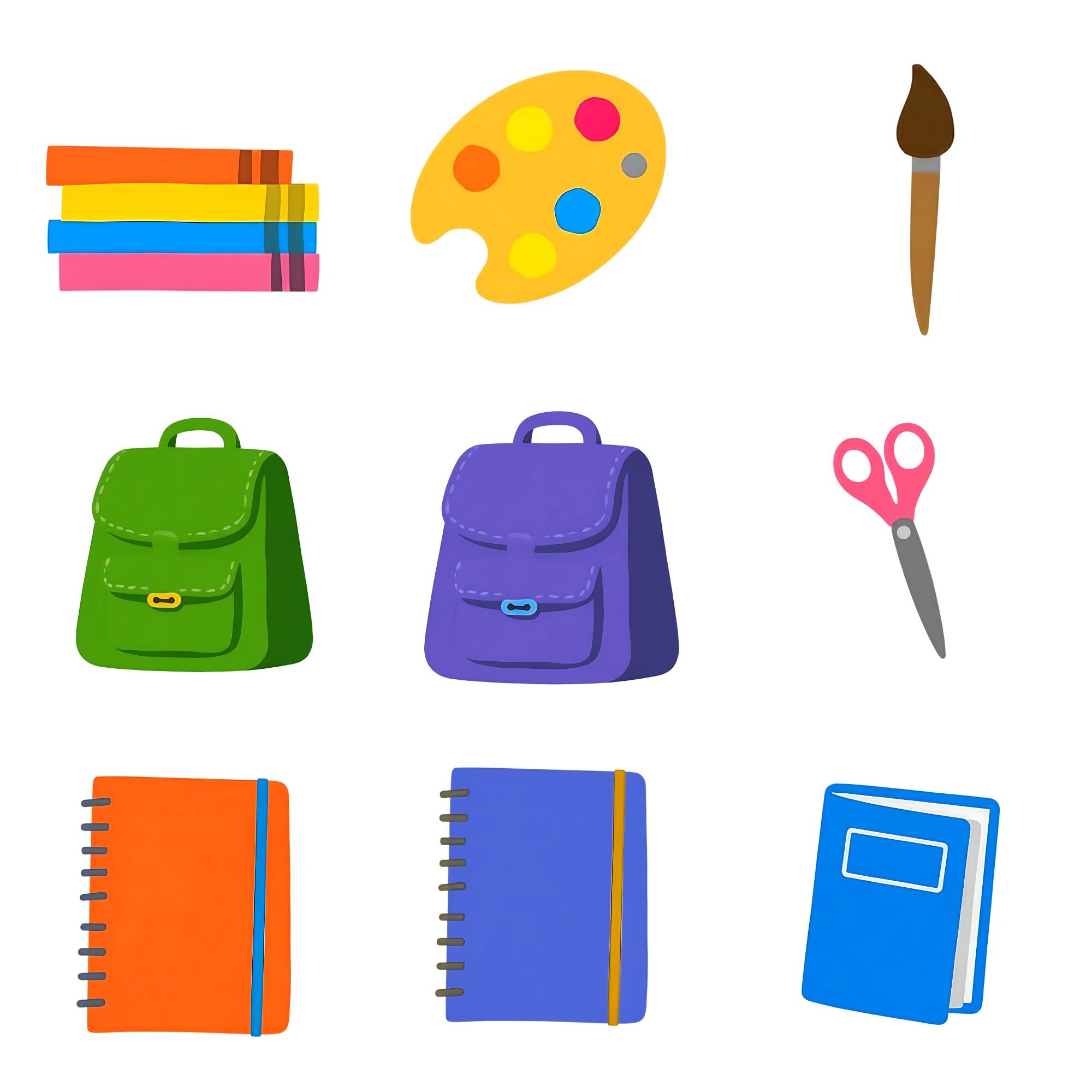 Back to School Clipart Bundle: Primary Color School Supplies (PNG ...