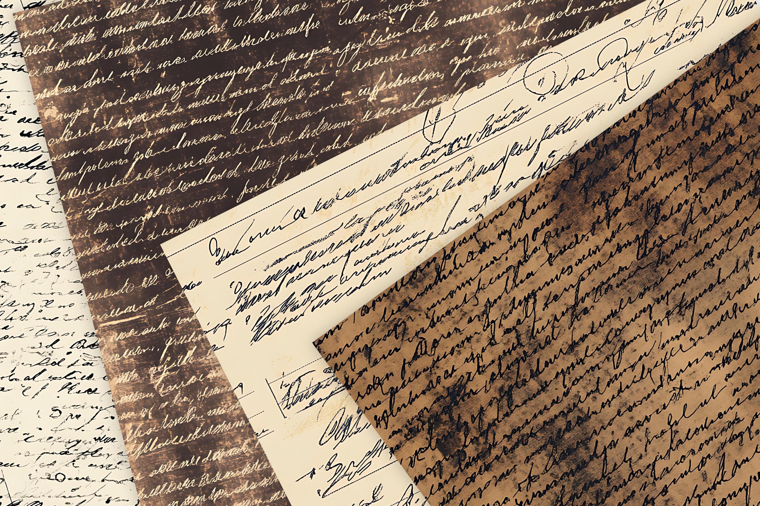 Vintage Handwriting Seamless Pattern Paper, Antique Written Textures ...