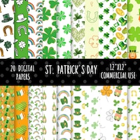 St. Patrick's Day Digital Paper, Seamless Backgrounds, Scrapbook Paper ...