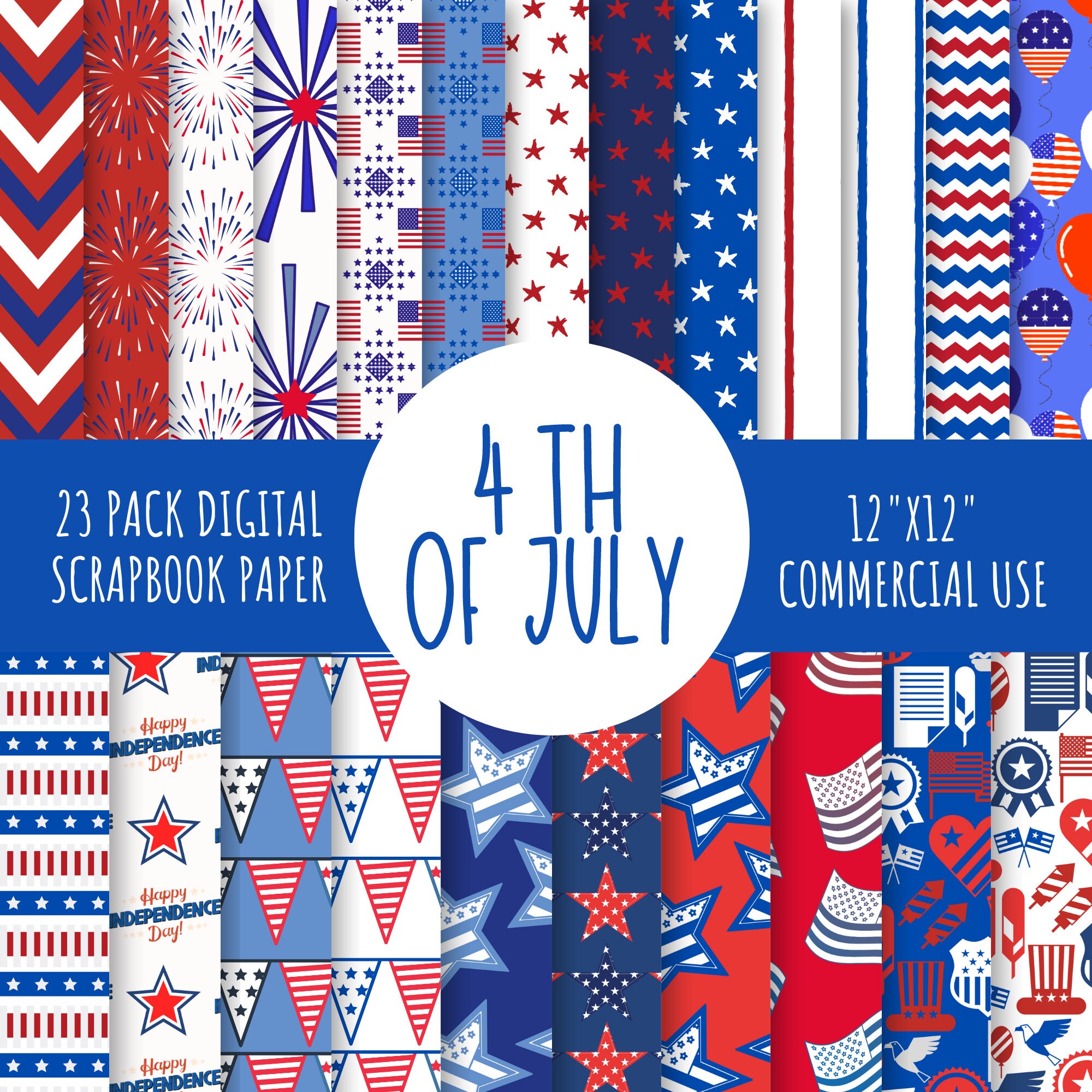 Patriotic Digital Paper USA Digital Paper America Scrapbook - Etsy