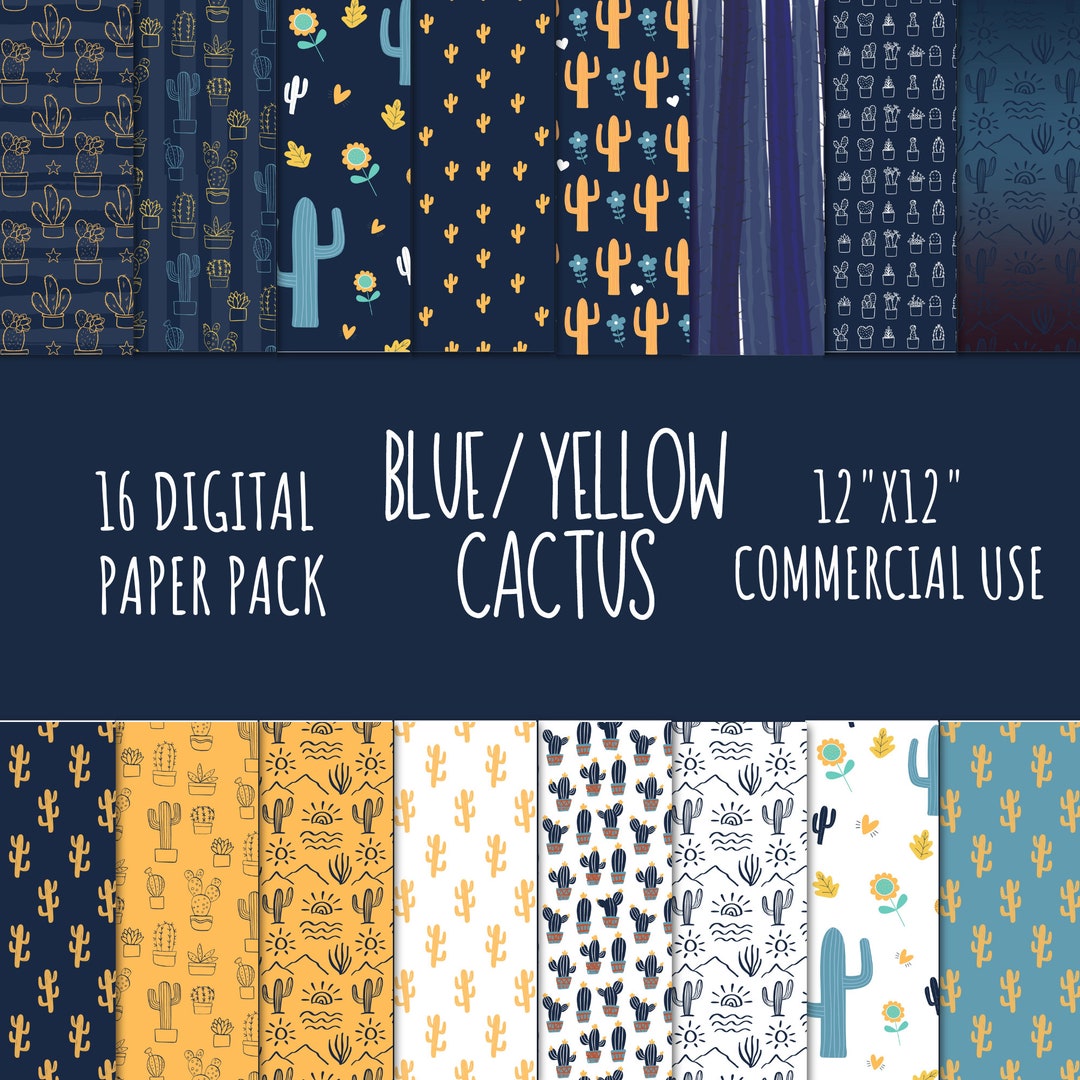 Cactus Digital Paper Pack, Cacti Digital Scrapbook Paper, Succulent ...