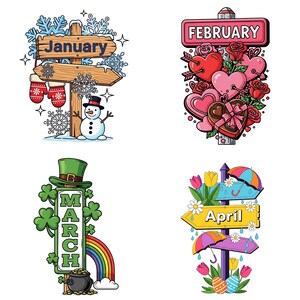 Months of the Year Clipart Bunde, Seasonal Holiday & Monthly Png ...