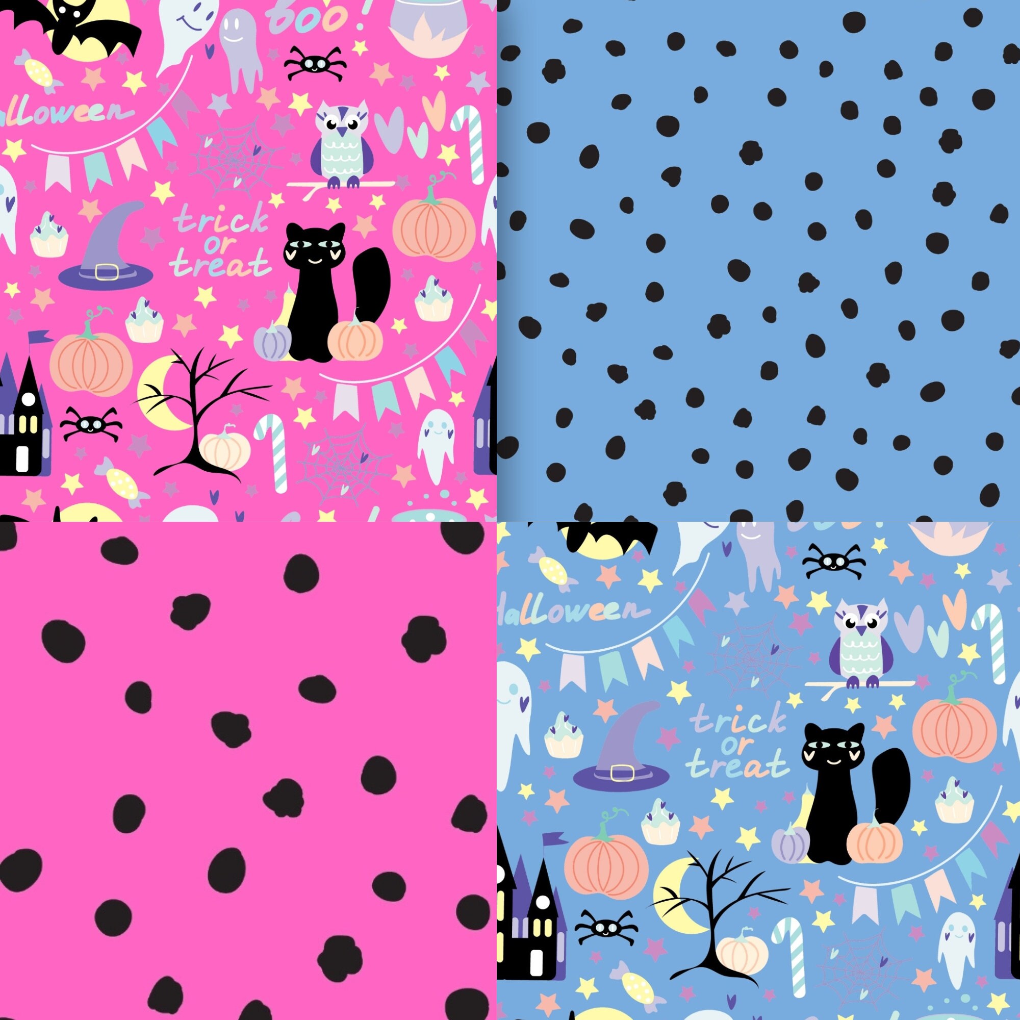 Cute Halloween Digital Paper Pack Blue Pink Halloween - Etsy