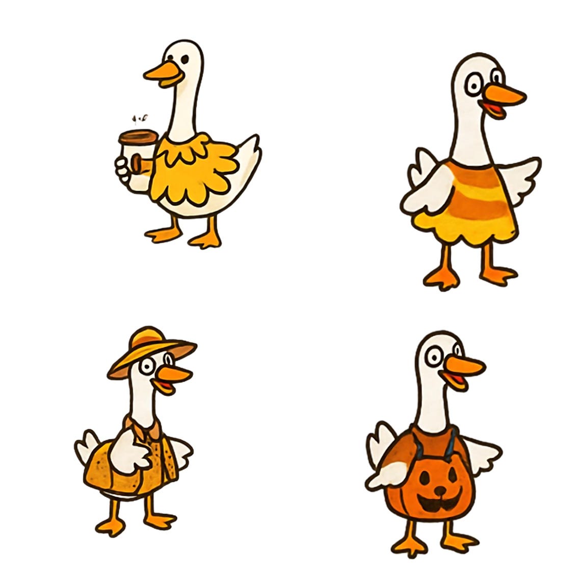 Funny Fall Goose Clipart Bundle: Autumn PNG Graphics (commercial Use ...