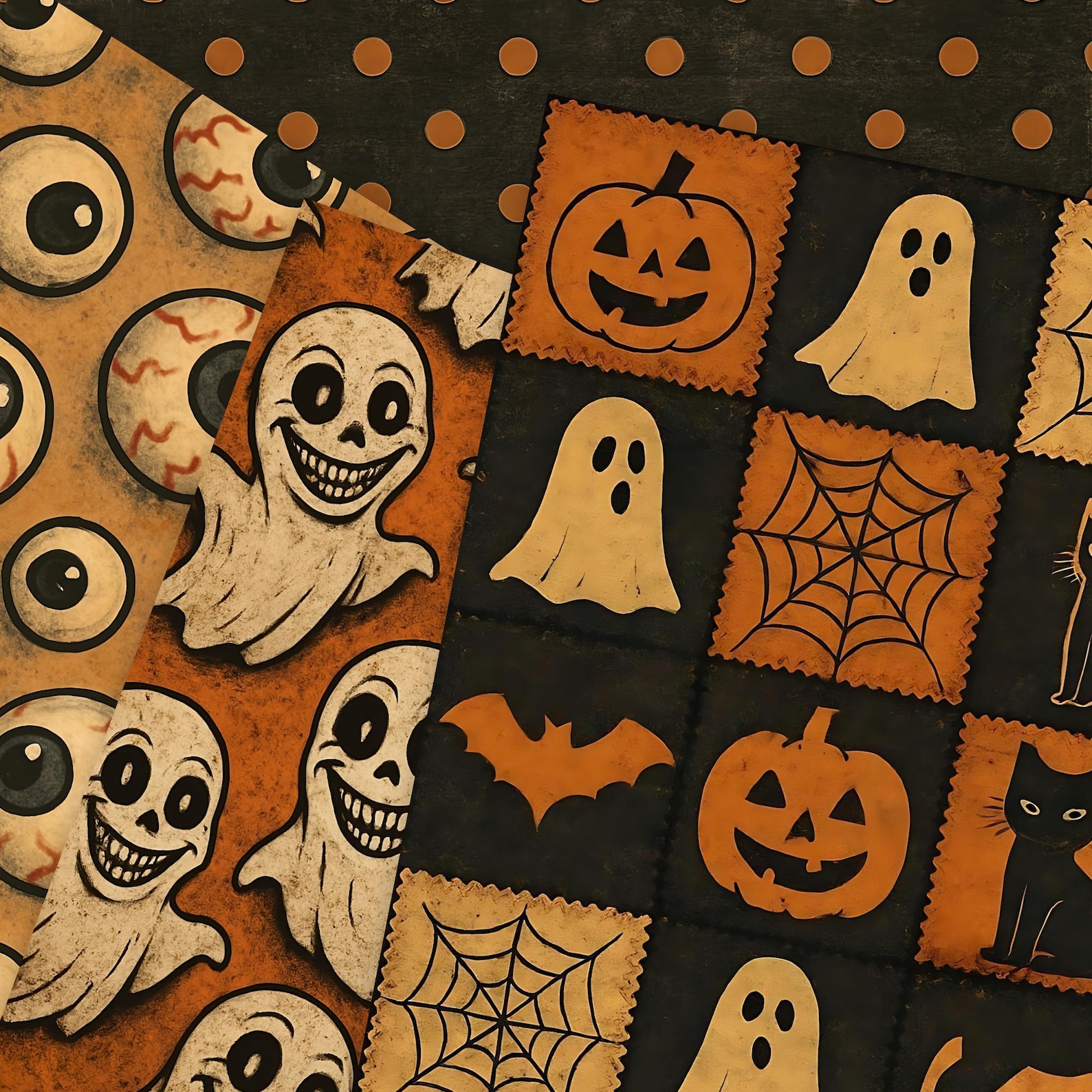 Retro Halloween Digital Paper Bundle, Vintage Grunge Scrapbook ...
