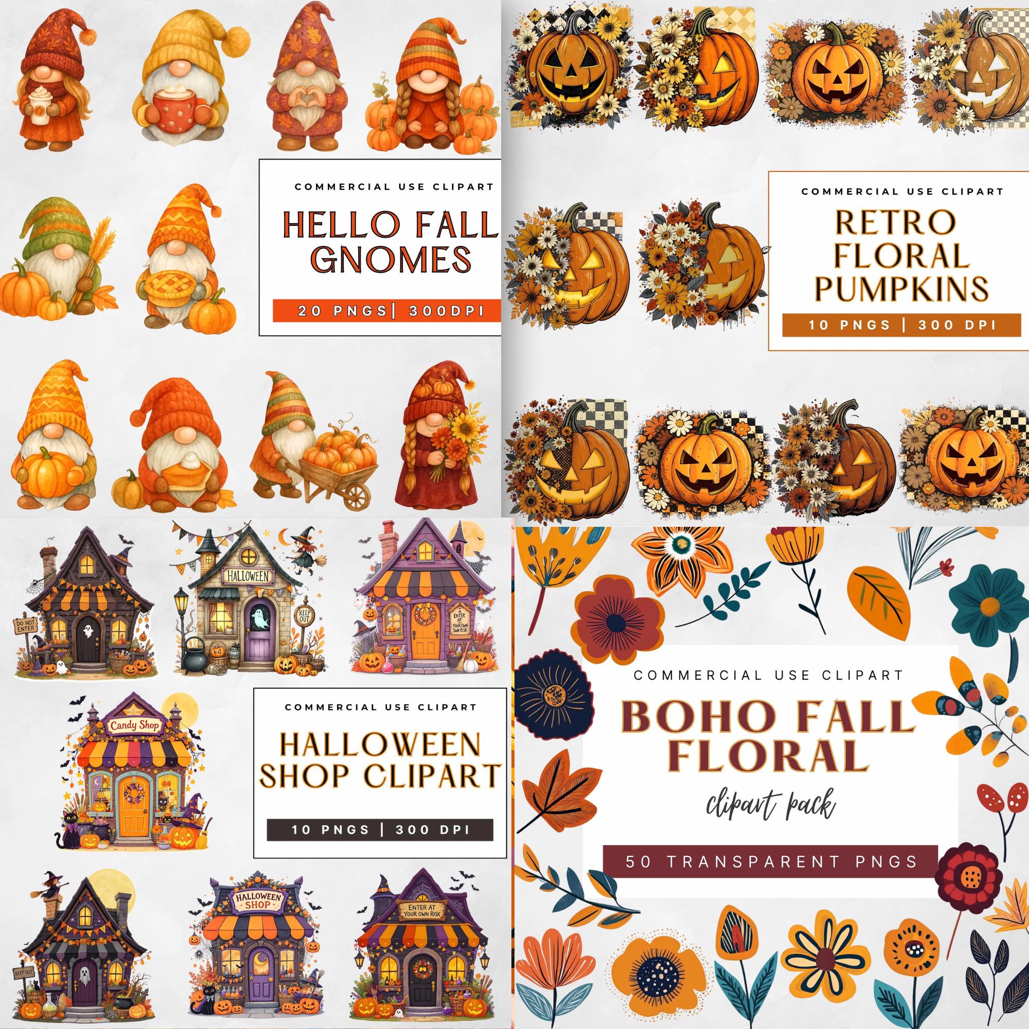 Fall Halloween Digital Paper and Clipart Mega Bundle, 130+ Backgrounds ...