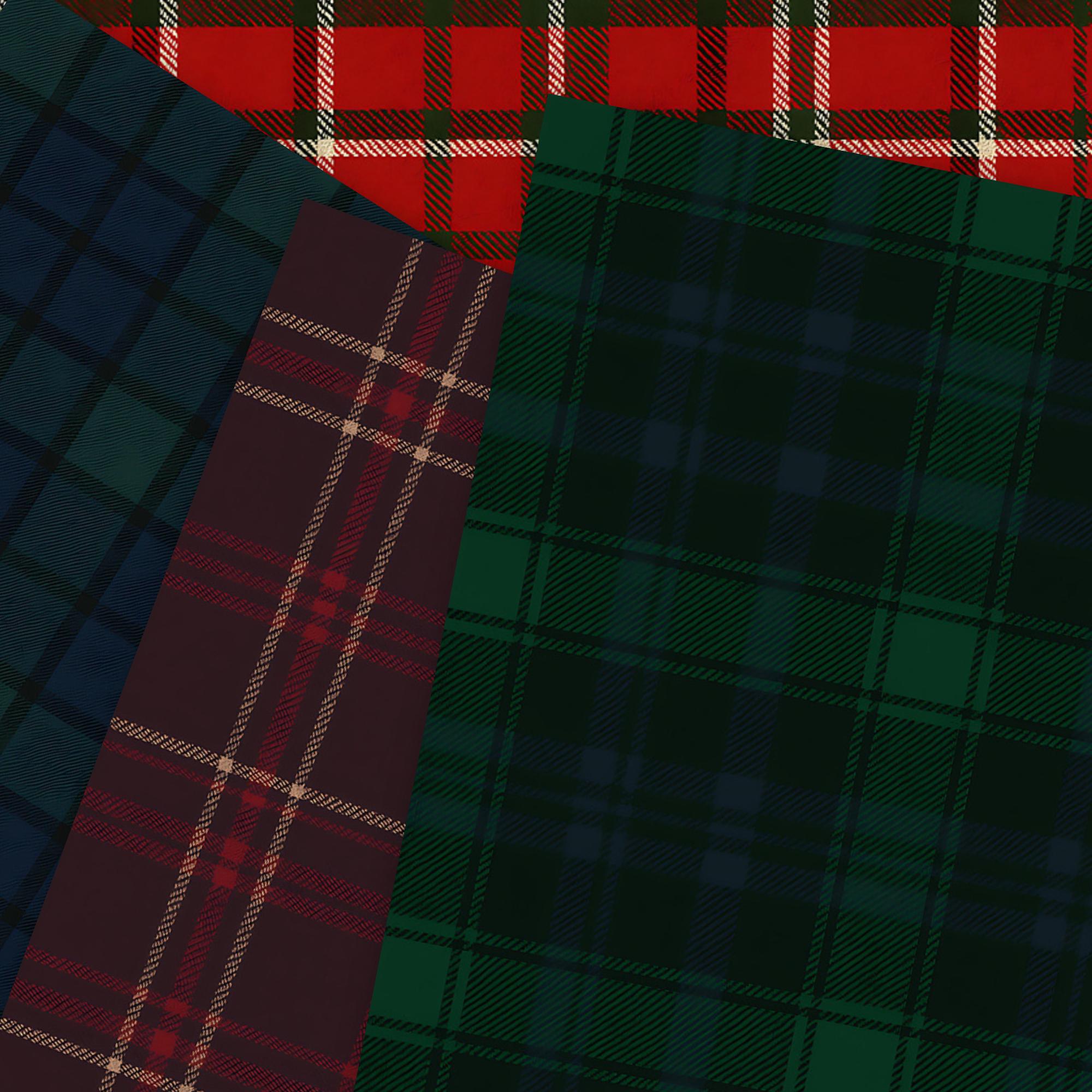 Tartan Plaid Digital Paper, Seamless Christmas Plaid Patterns, Red ...