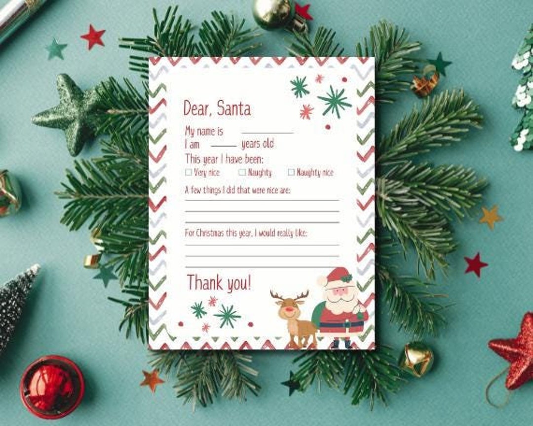 Carta a Santa imprimible Carta fácil de imprimir a Santa Carta Descarga ...