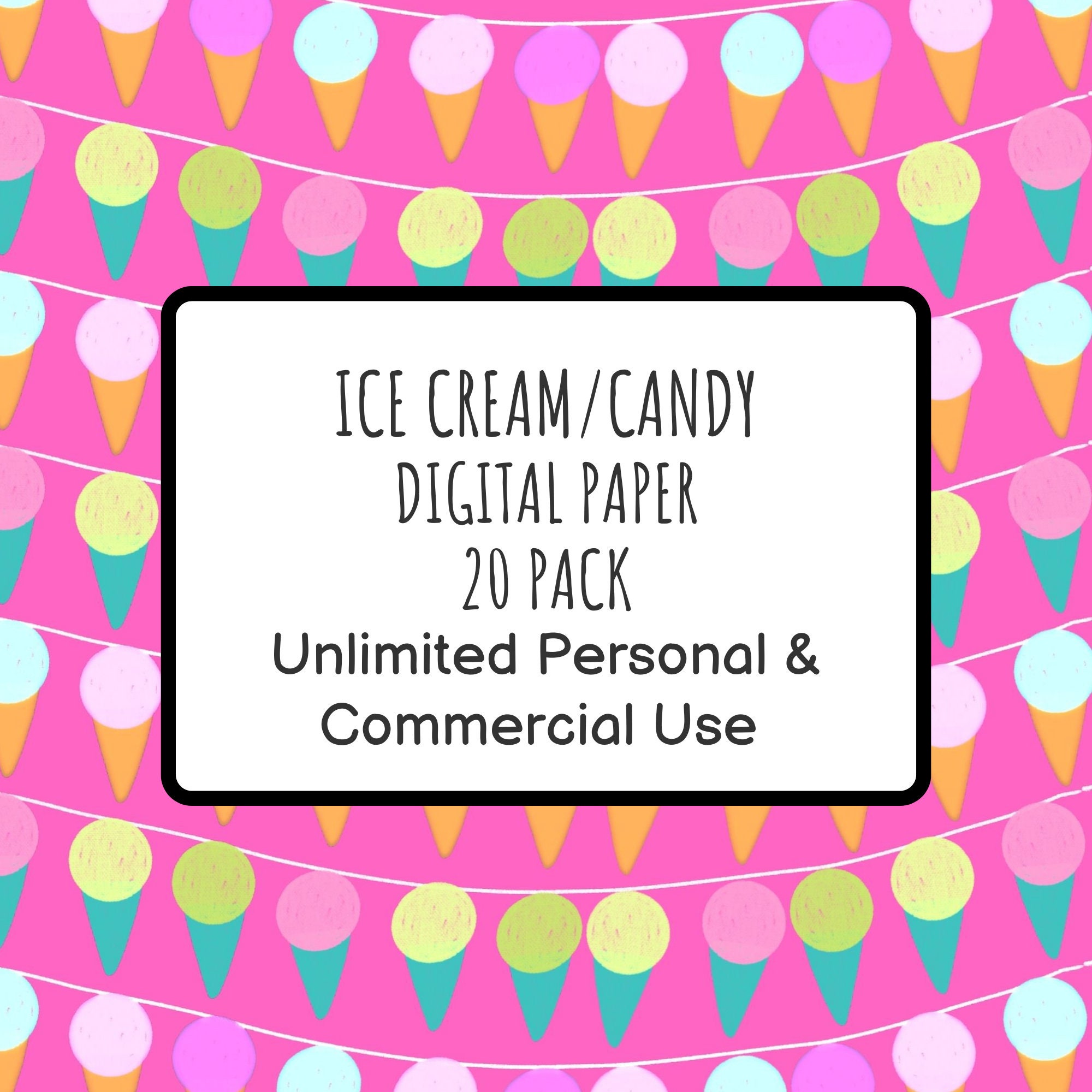 Ice Cream & Candy Digital Paper Pack Summer Digital Paper - Etsy