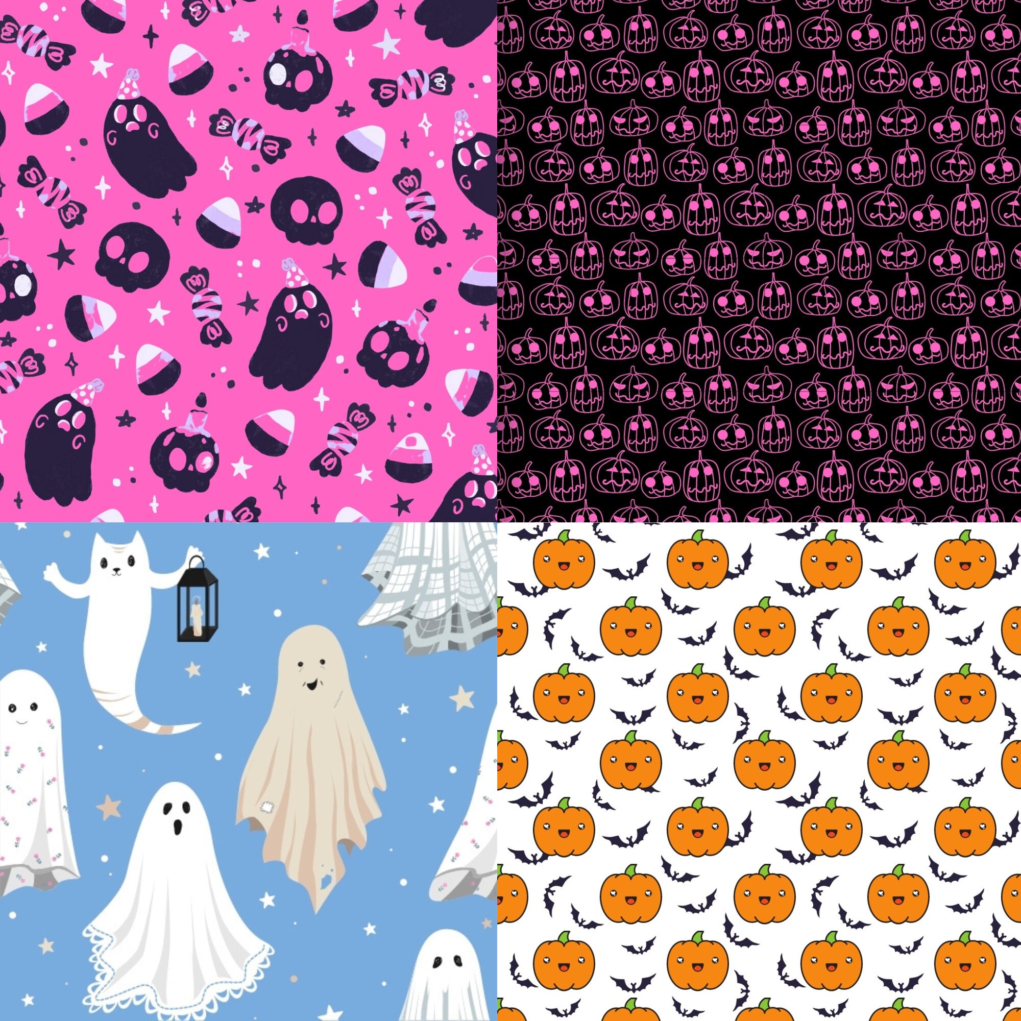 Cute Halloween Digital Paper Pack Blue Pink Halloween - Etsy