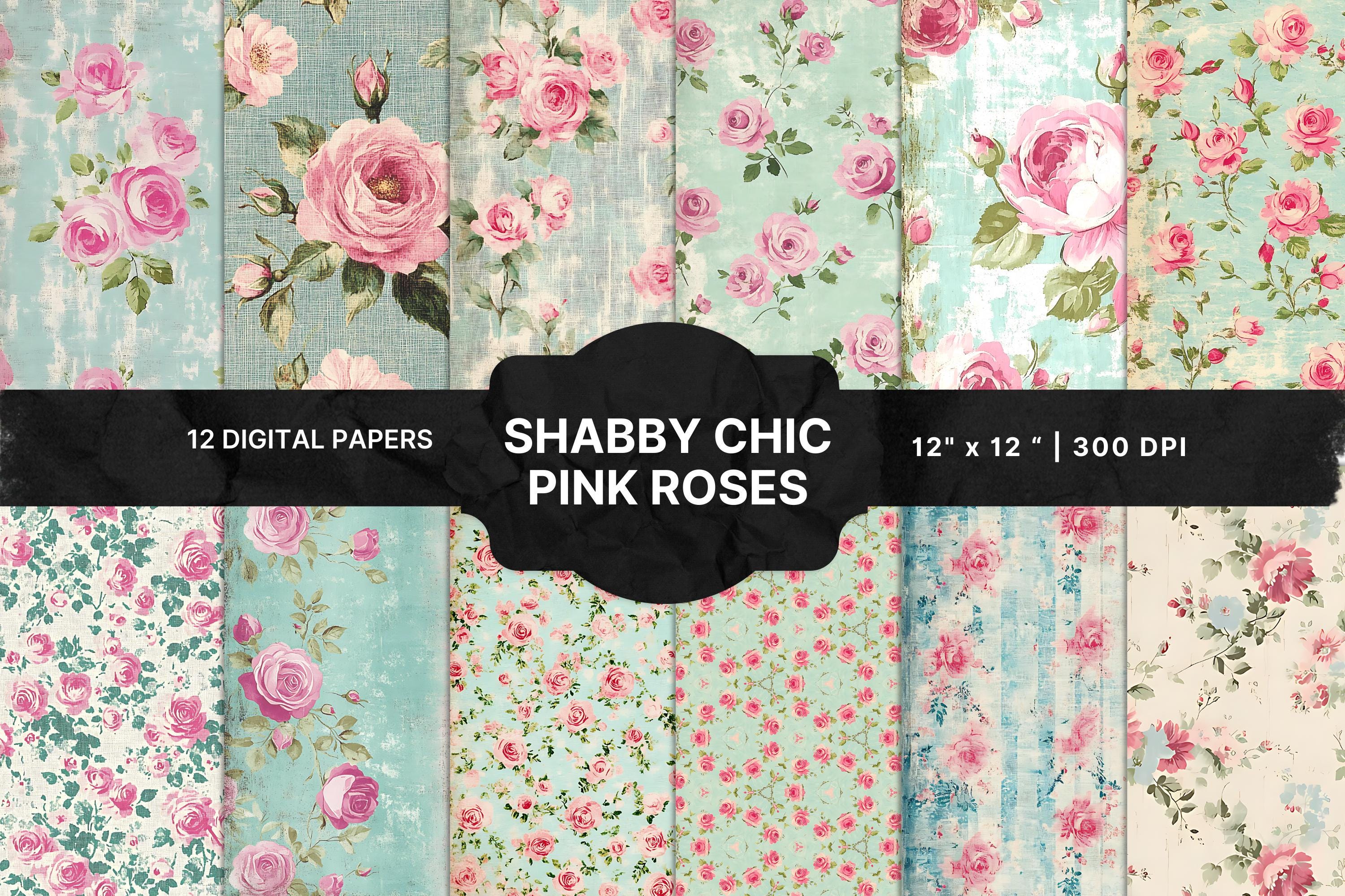 Shabby Chic Rose Digital Paper: Vintage Floral Backgrounds (JPG) - Etsy