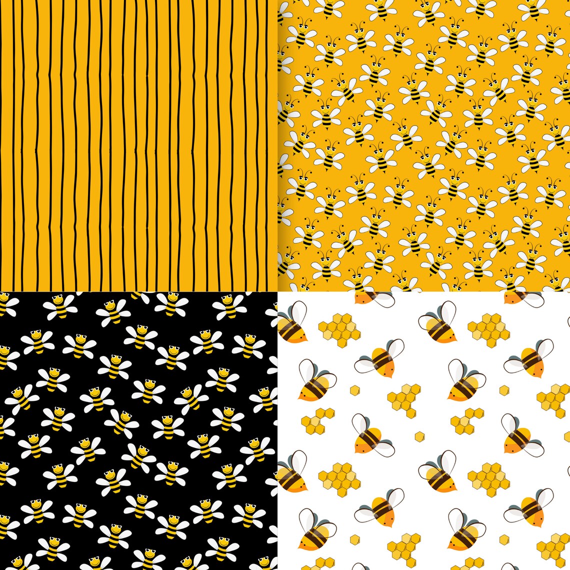 Bee Digital Paper Pack Bee Patterned Paper Honeycomb Paper - Etsy