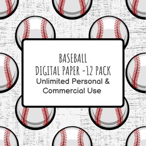 Baseball Digital Paper, Game Day Digital Paper, Baseball Player ...