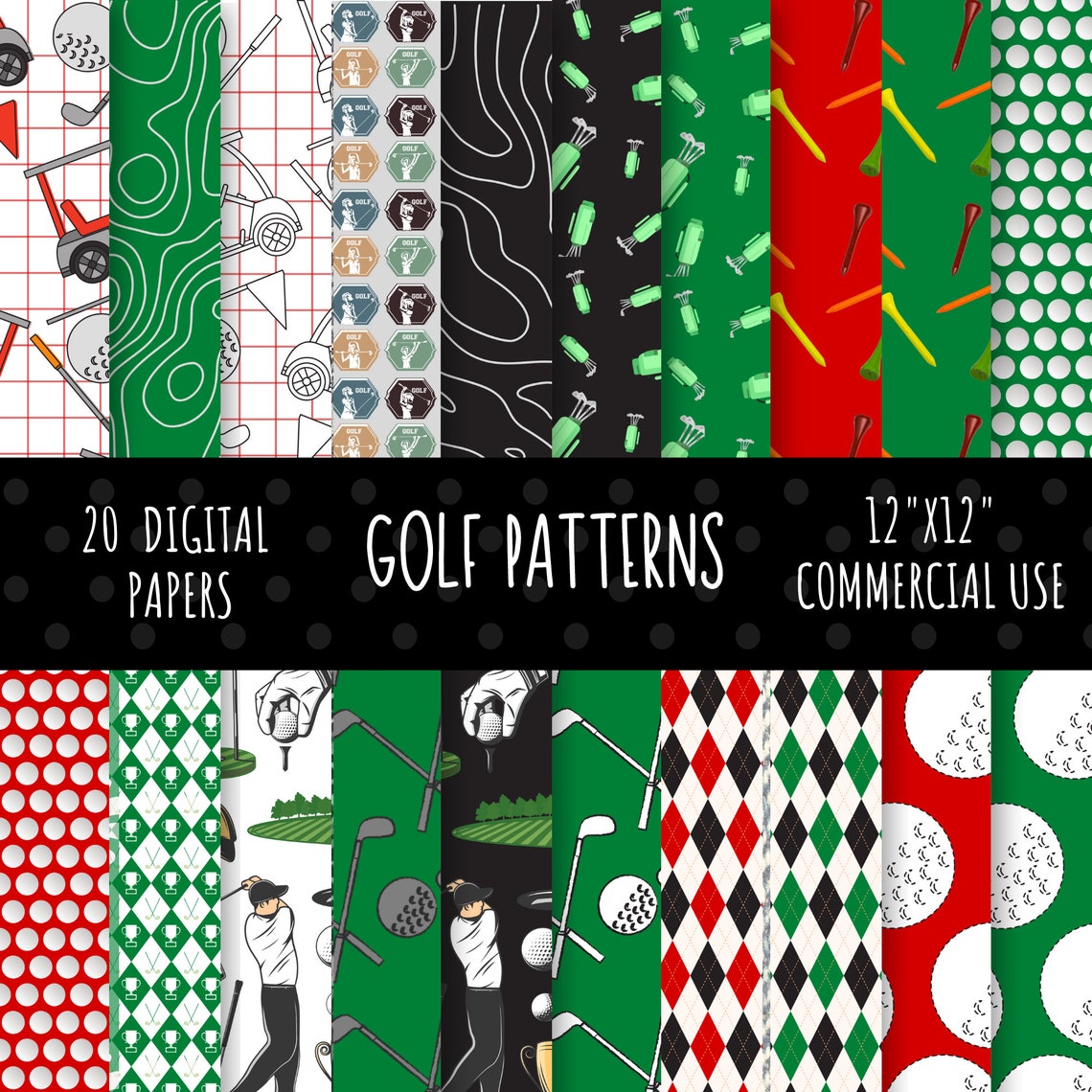 Golf Digital Paper Pack: Sports Scrapbook Patterns (12x12) (digital ...