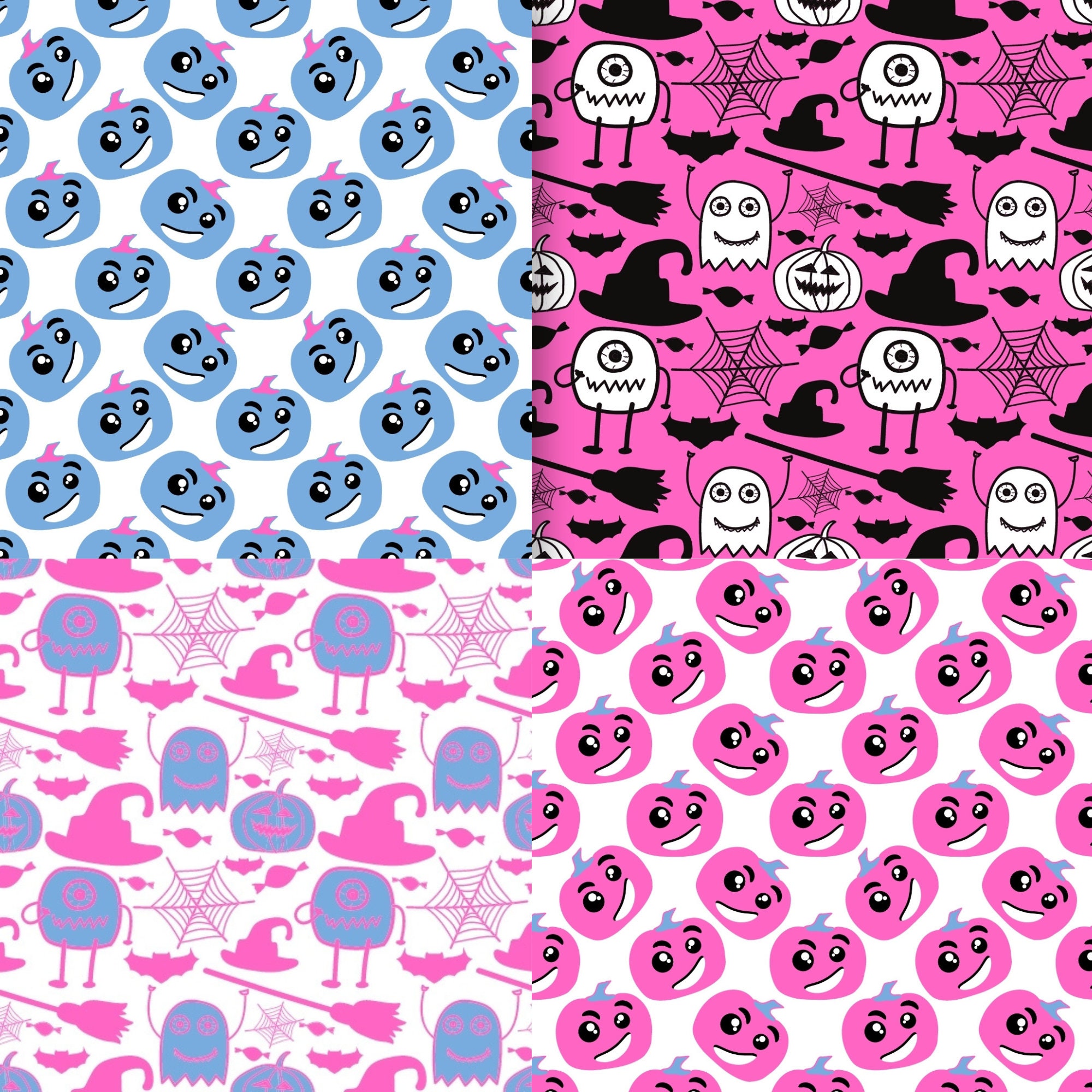 Cute Halloween Digital Paper Pack Blue Pink Halloween - Etsy