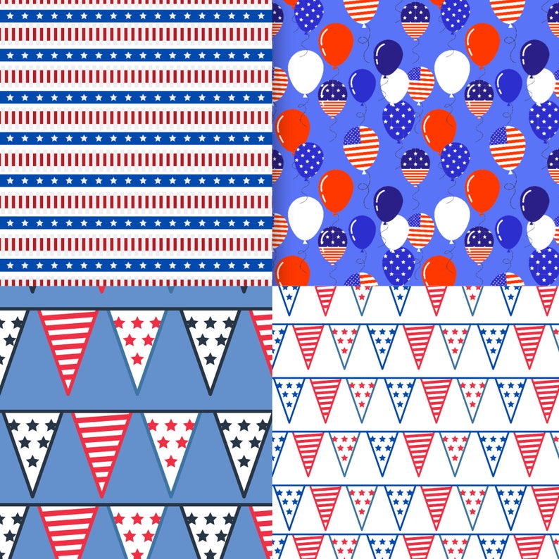 Patriotic Digital Paper USA Digital Paper America Scrapbook - Etsy