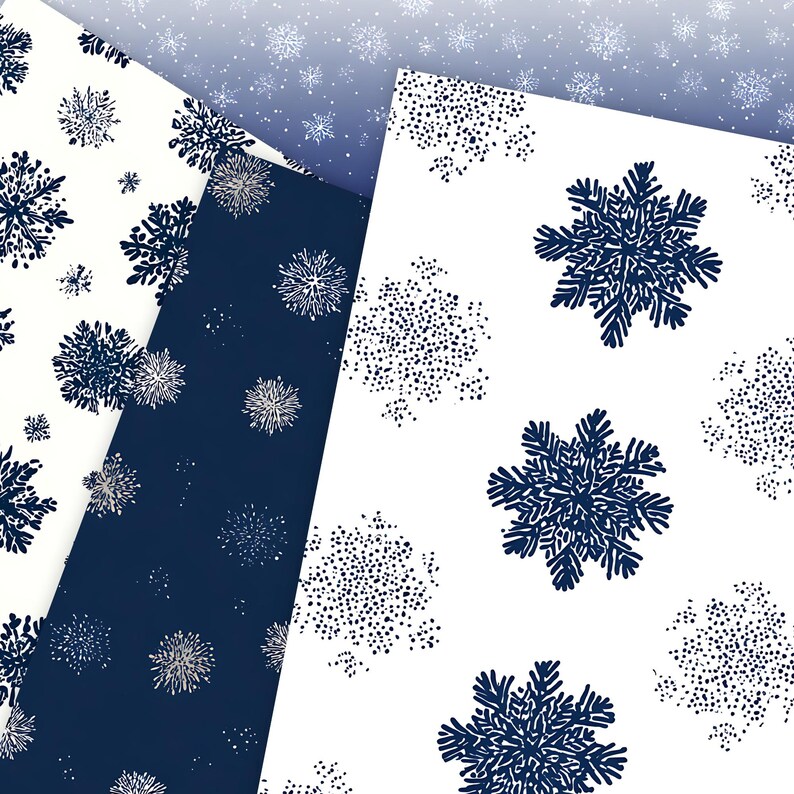 Winter Snowflake Seamless Paper Bundle of 20, Blue Winter Scrapbook ...