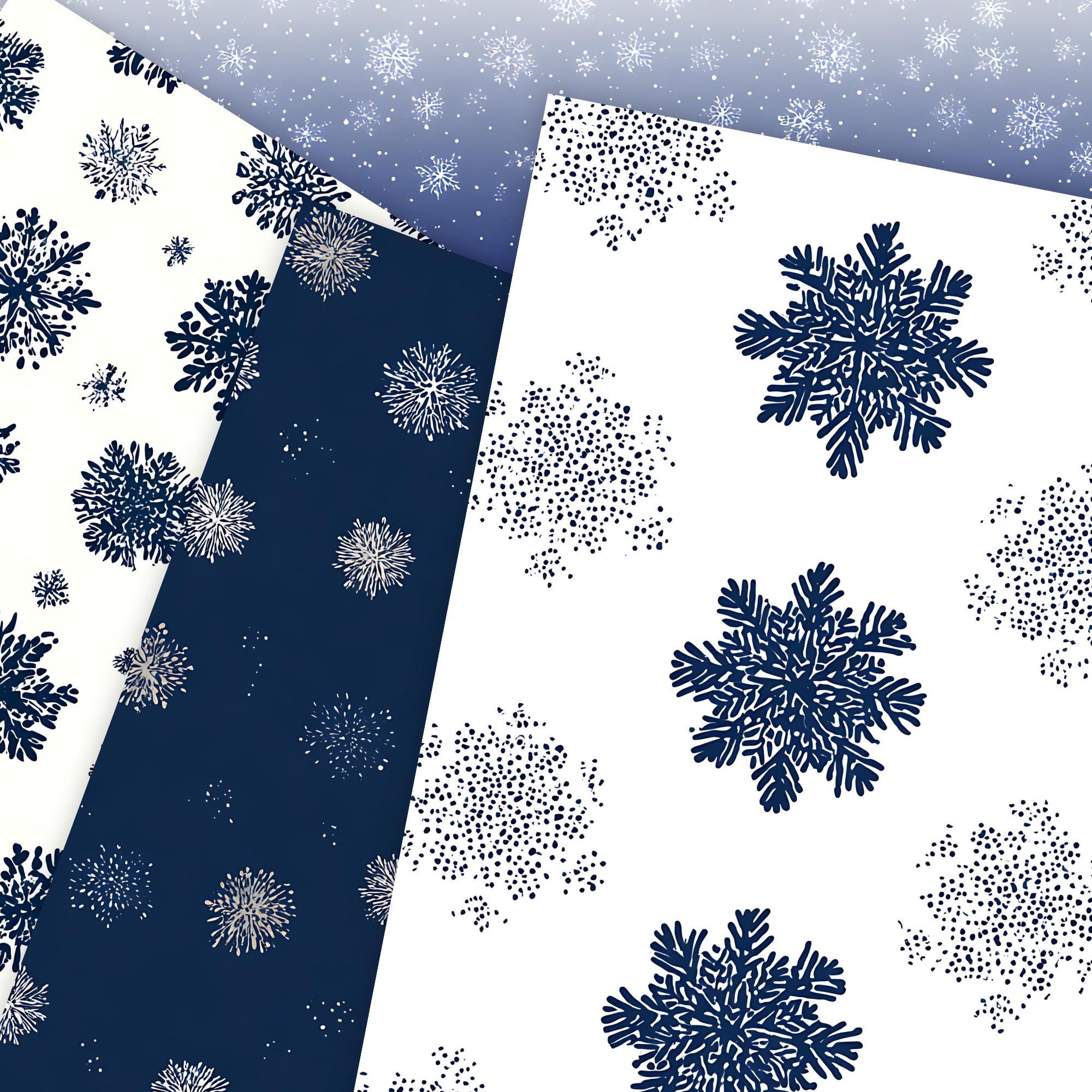 Winter Snowflake Seamless Paper Bundle of 20, Blue Winter Scrapbook ...