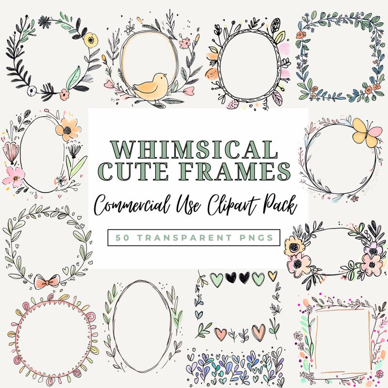 Whimsical Floral Frames - Etsy