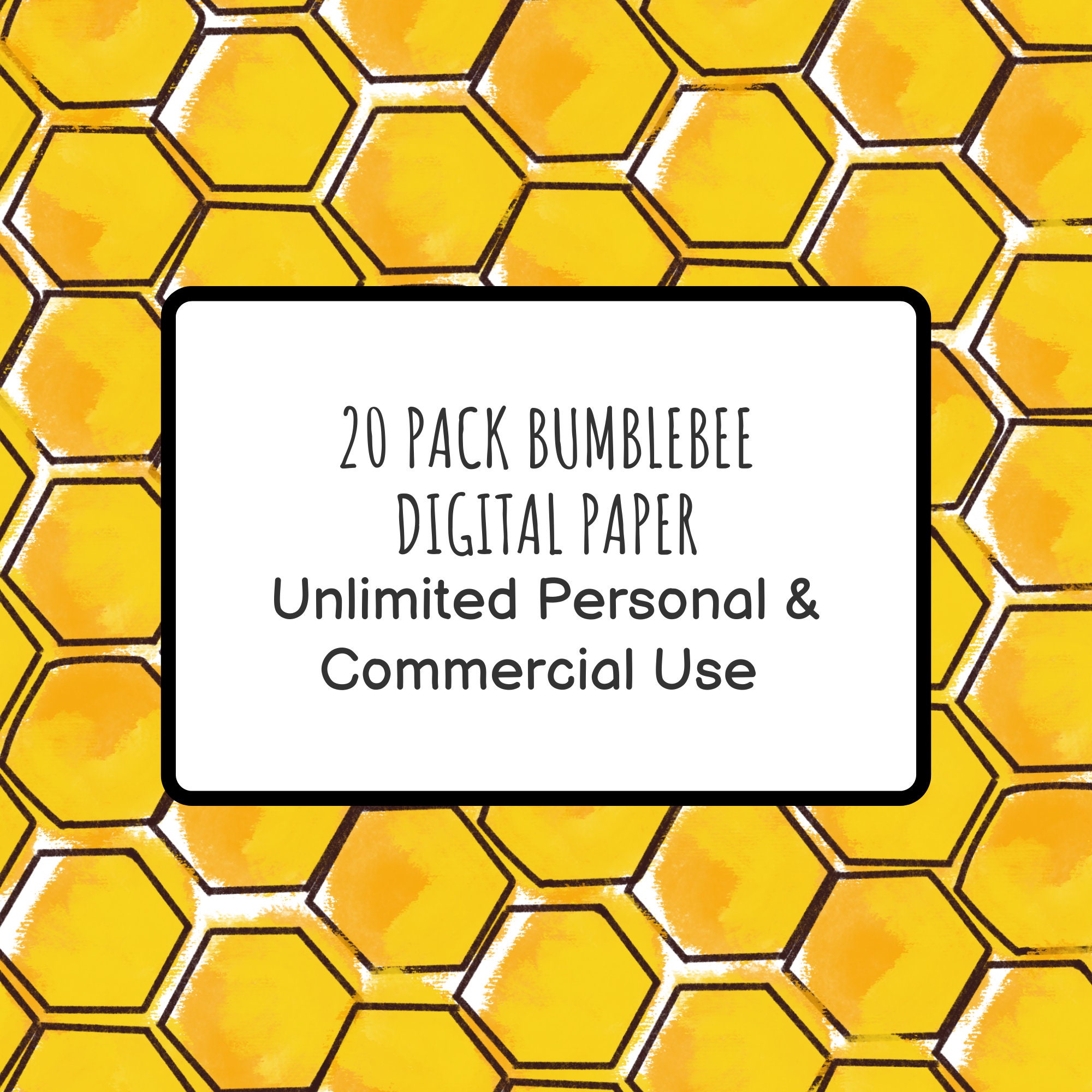Bee Digital Paper Pack, Bee Patterned Paper, Honeycomb Paper, Yellow ...