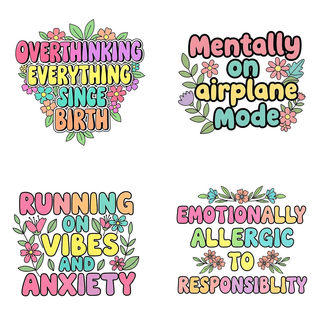 Sarcastic Mental Health Clipart Bundle: Funny Self Care Quotes PNG ...