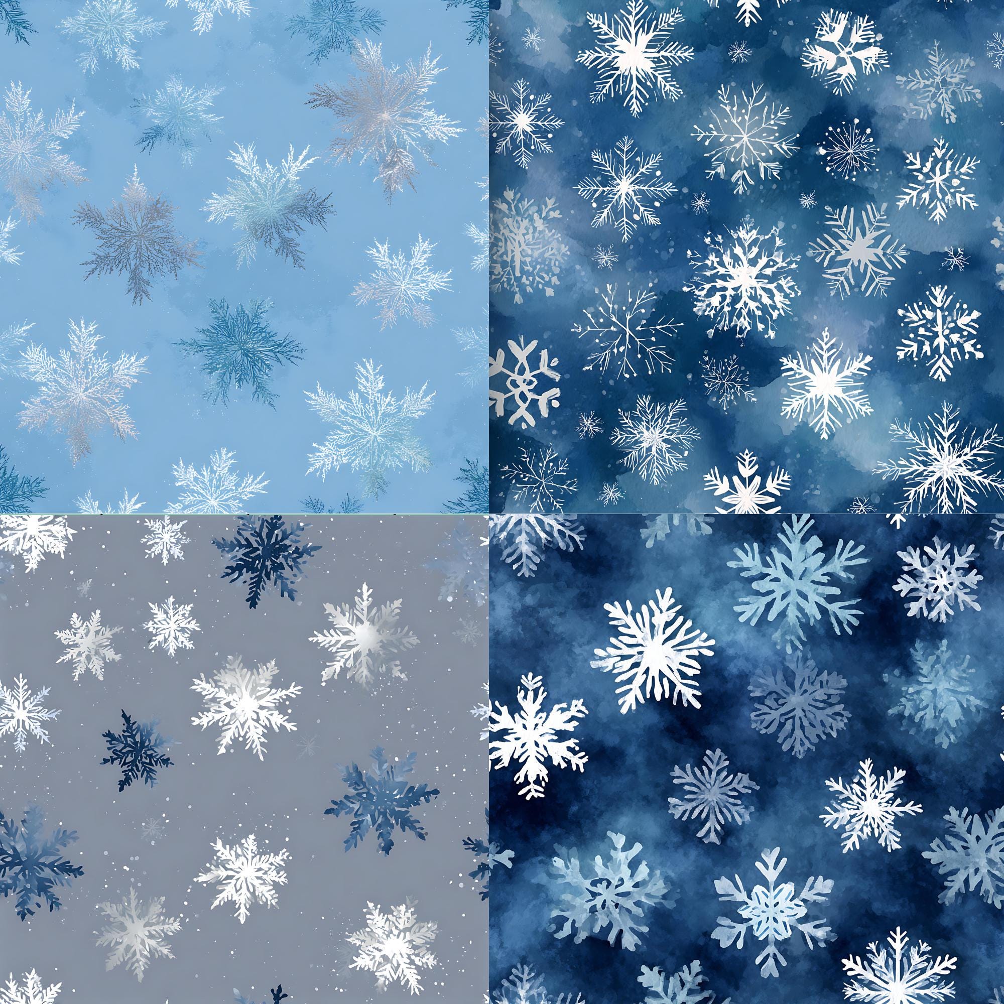 Winter Snowflake Seamless Paper Bundle of 20, Blue Winter Scrapbook ...
