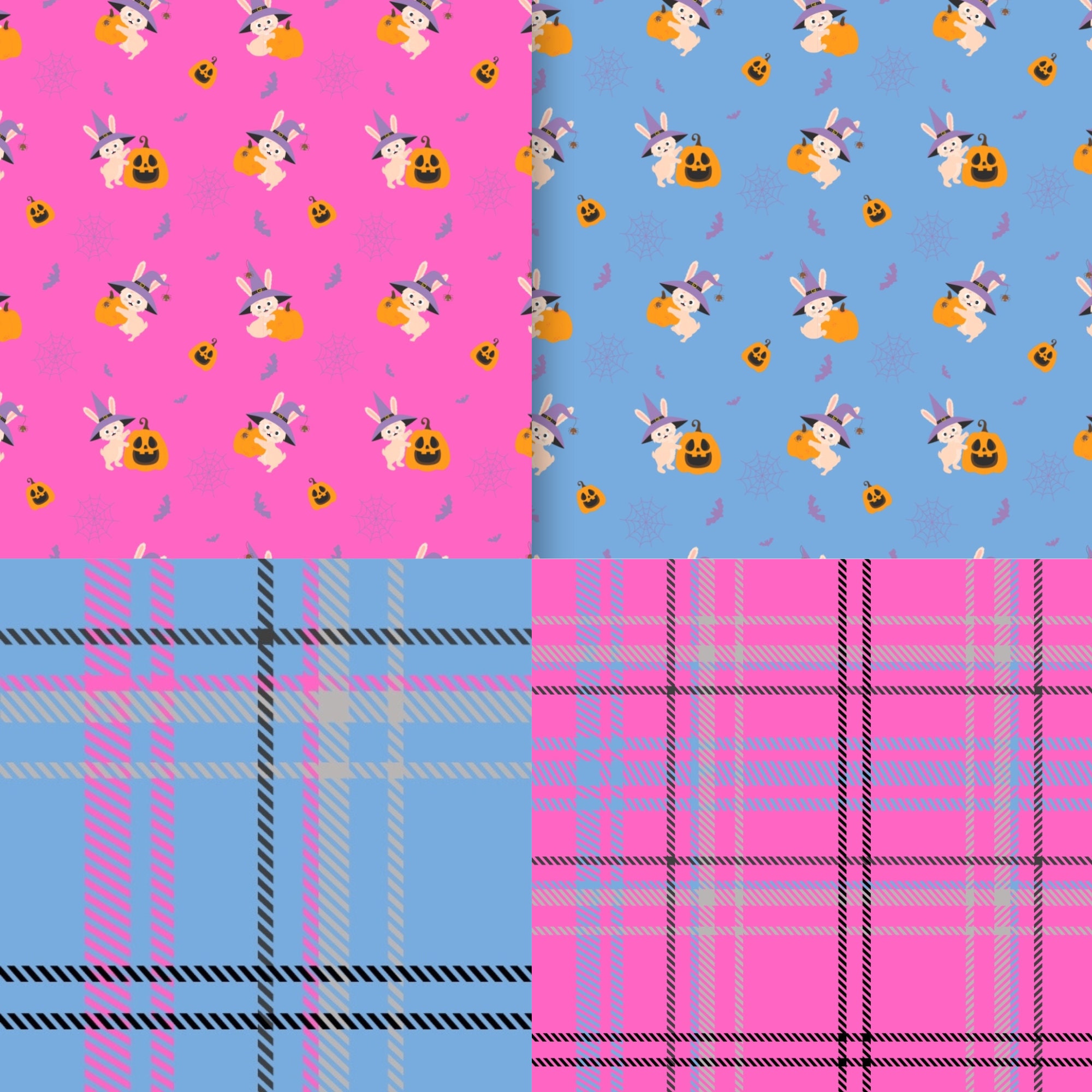 Cute Halloween Digital Paper Pack Blue Pink Halloween - Etsy