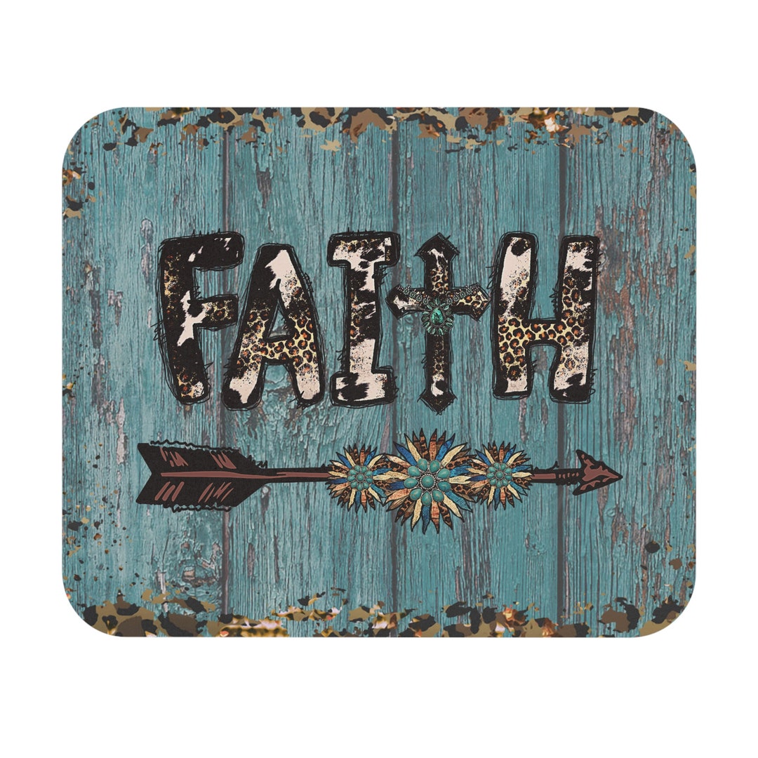 Western Faith Mouse Pad: Turquoise Arrow, Leopard Print (PNG Digital ...